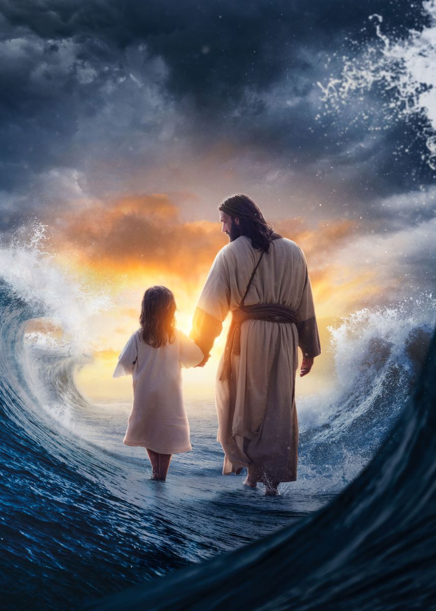 'Jesus Walking on Water' Poster, picture, metal print, paint by ...