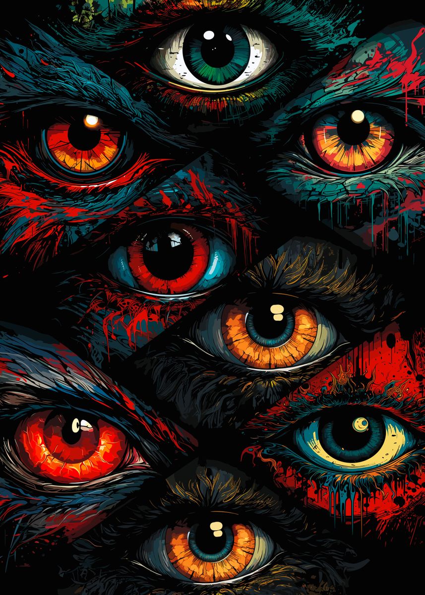 'Fantasy Eyes' Poster, picture, metal print, paint by the Moooh | Displate