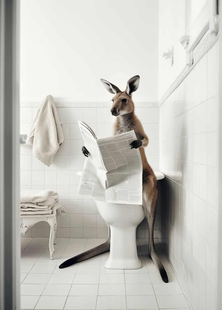 'Kangaroo on Toilet' Poster, picture, metal print, paint by Nerdworld 1 ...