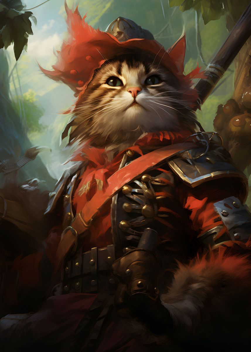 'Cat Medieval warrior' Poster, picture, metal print, paint by OTASTD ...