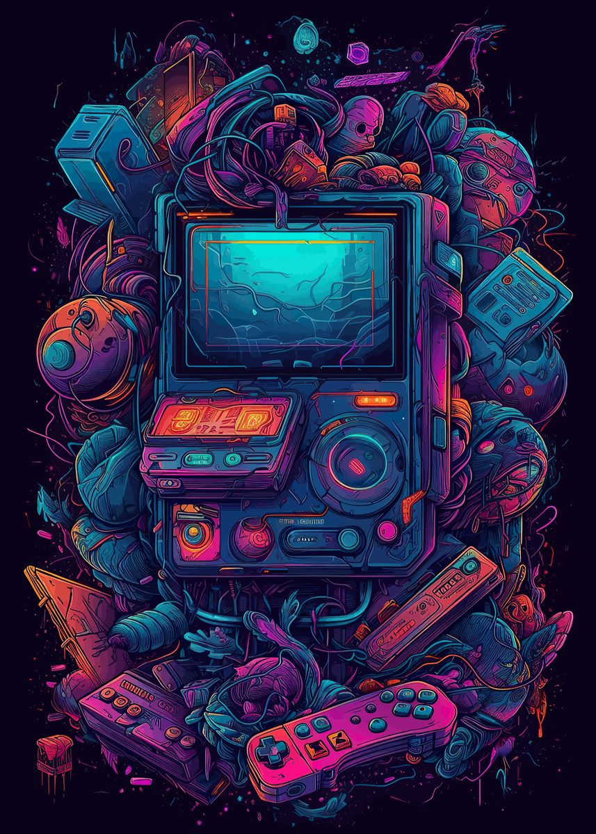 'Video Game Console' Poster, picture, metal print, paint by Game On ...