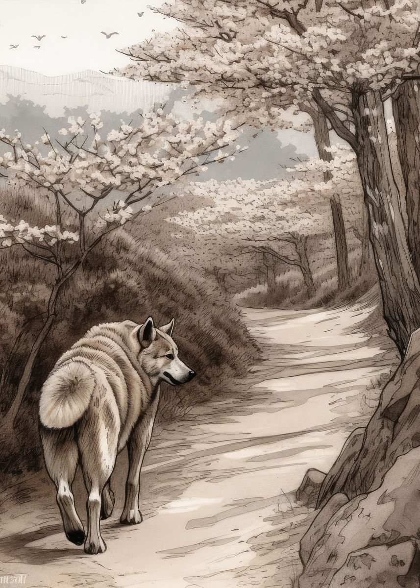 'Akita Inu Dog Japan Dogs' Poster, picture, metal print, paint by ...