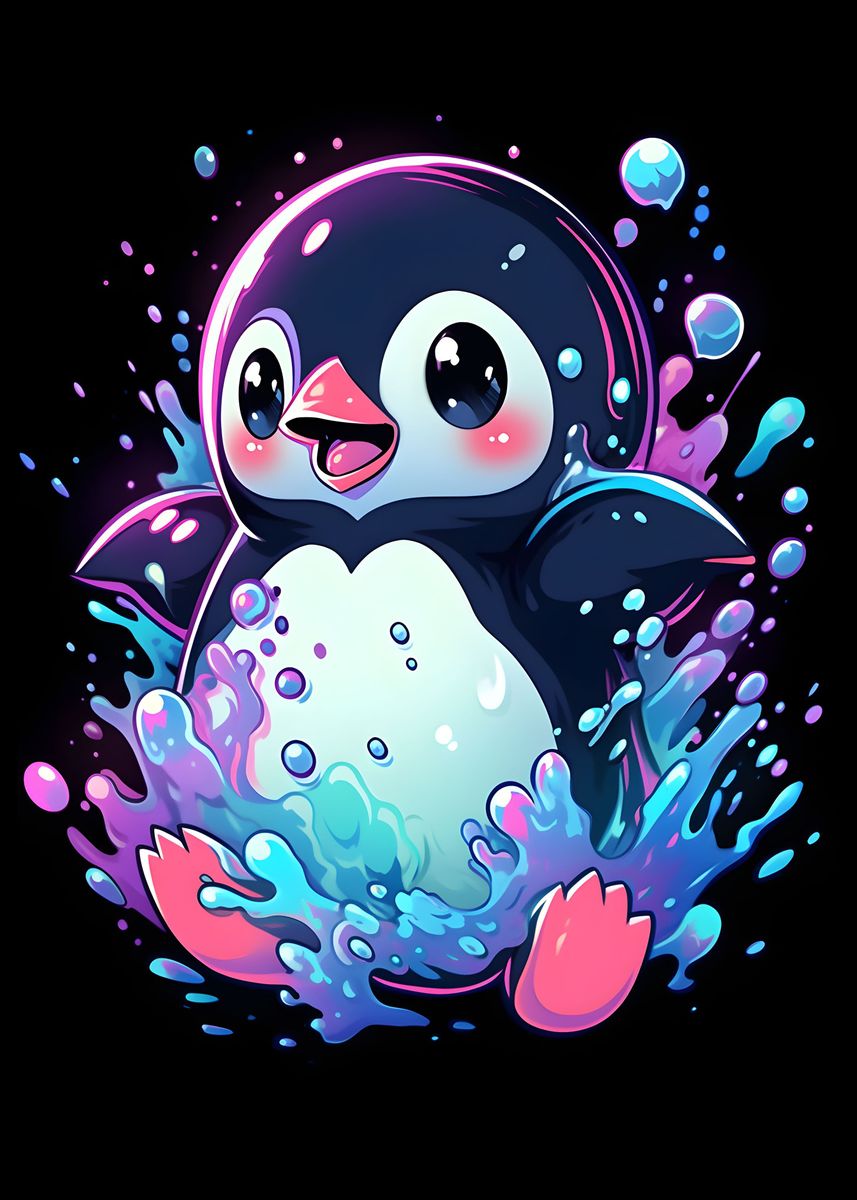 'Penguin Splash' Poster, picture, metal print, paint by Alexander ...