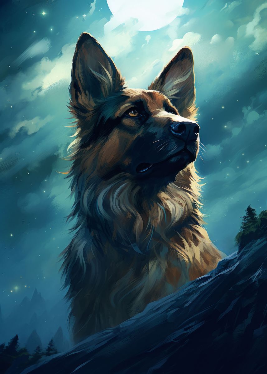 'German Shepherd Dog' Poster, picture, metal print, paint by Alisson ...
