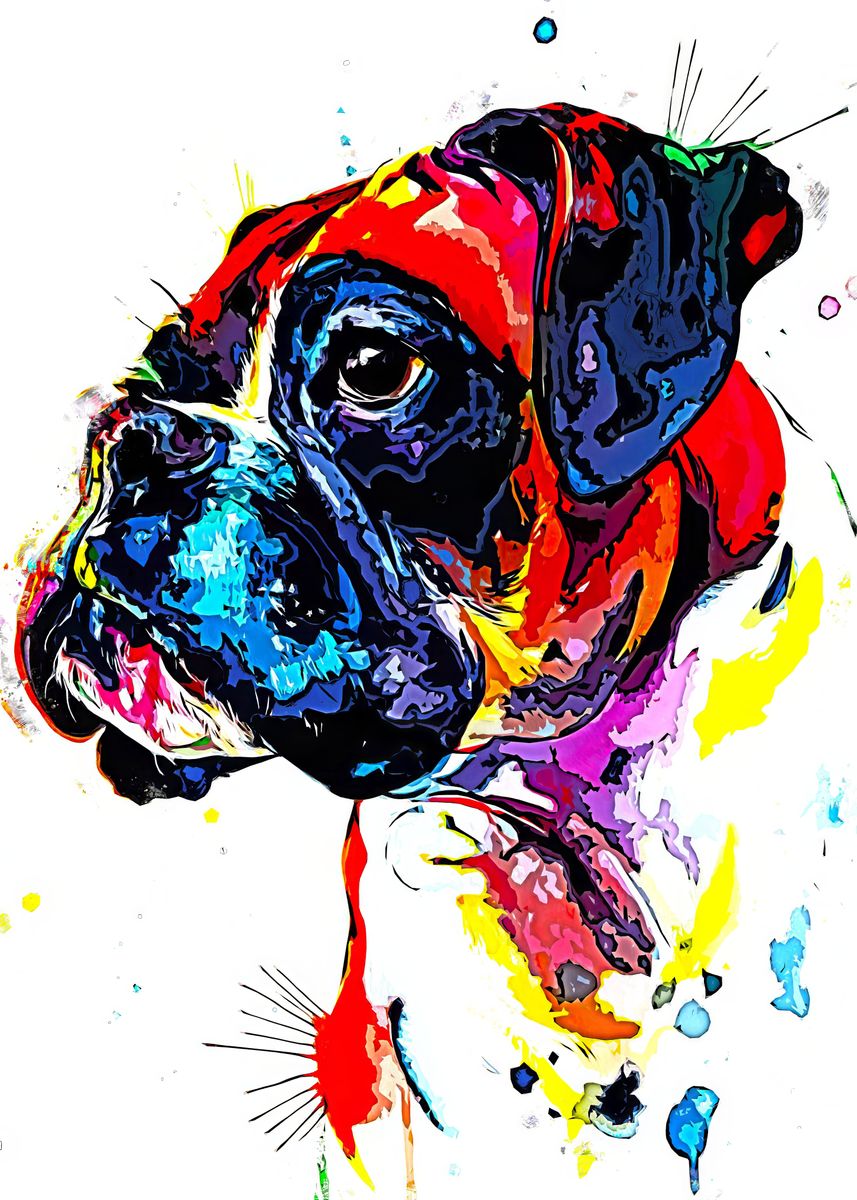 'Boxer Dog' Poster, picture, metal print, paint by Graphics GC | Displate