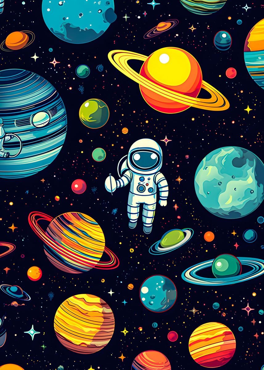 'Boy Galactic Explorers' Poster, picture, metal print, paint by Berly ...