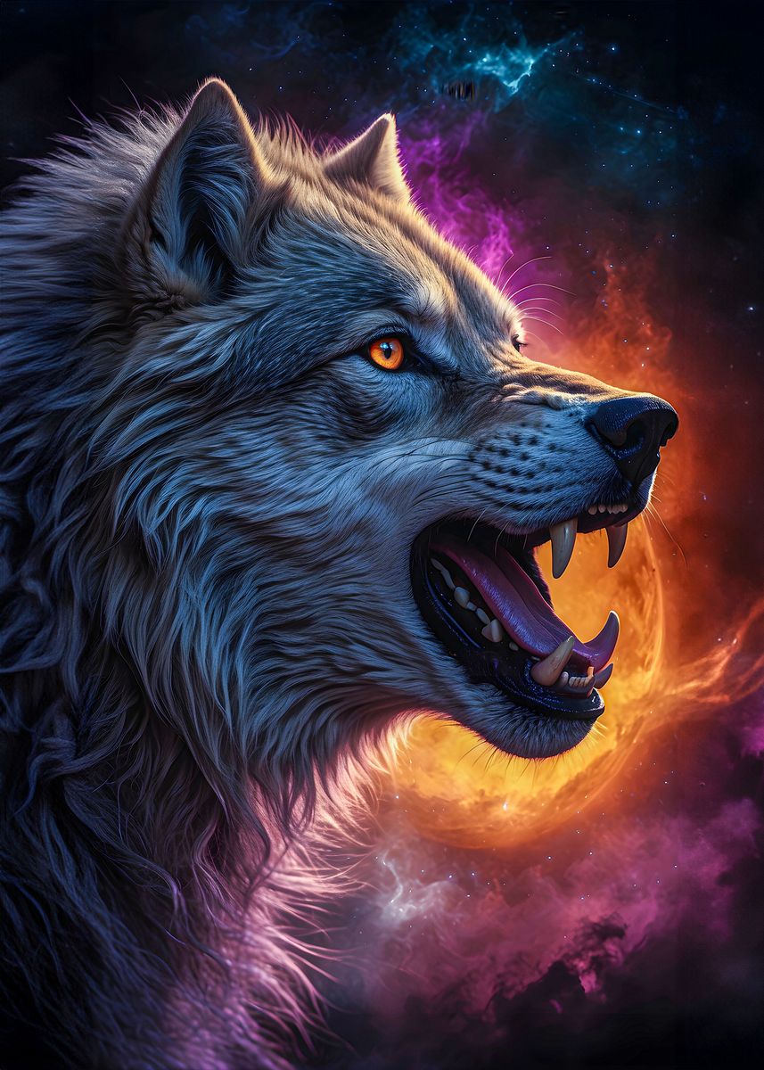 'Wolf Werewolf Landscape' Poster, picture, metal print, paint by ...