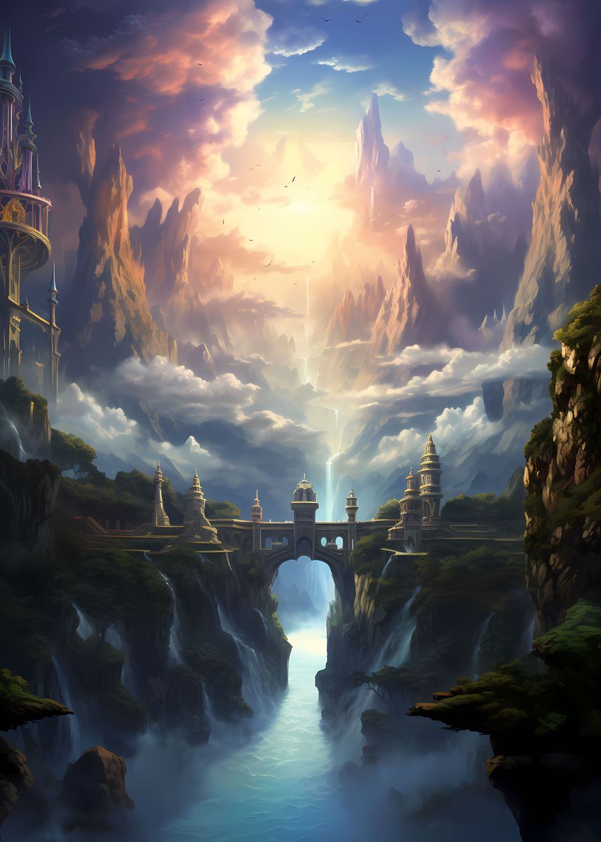 'Epic Fantasy Landscape' Poster, picture, metal print, paint by ...