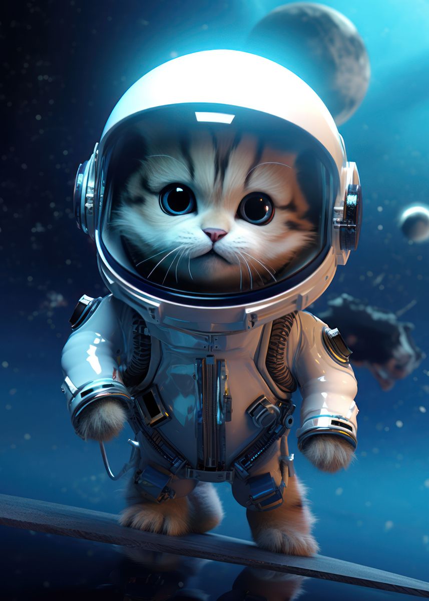 'Astronaut Space Cat' Poster, picture, metal print, paint by SnowArt ...