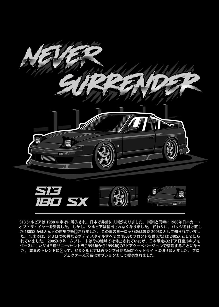 'Nissan Sylvia S13 180 SX' Poster, picture, metal print, paint by Heru ...