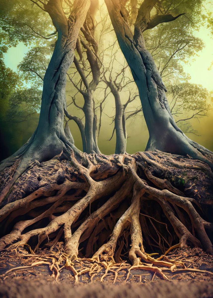 'tree roots unite' Poster, picture, metal print, paint by PsychoShadow ...