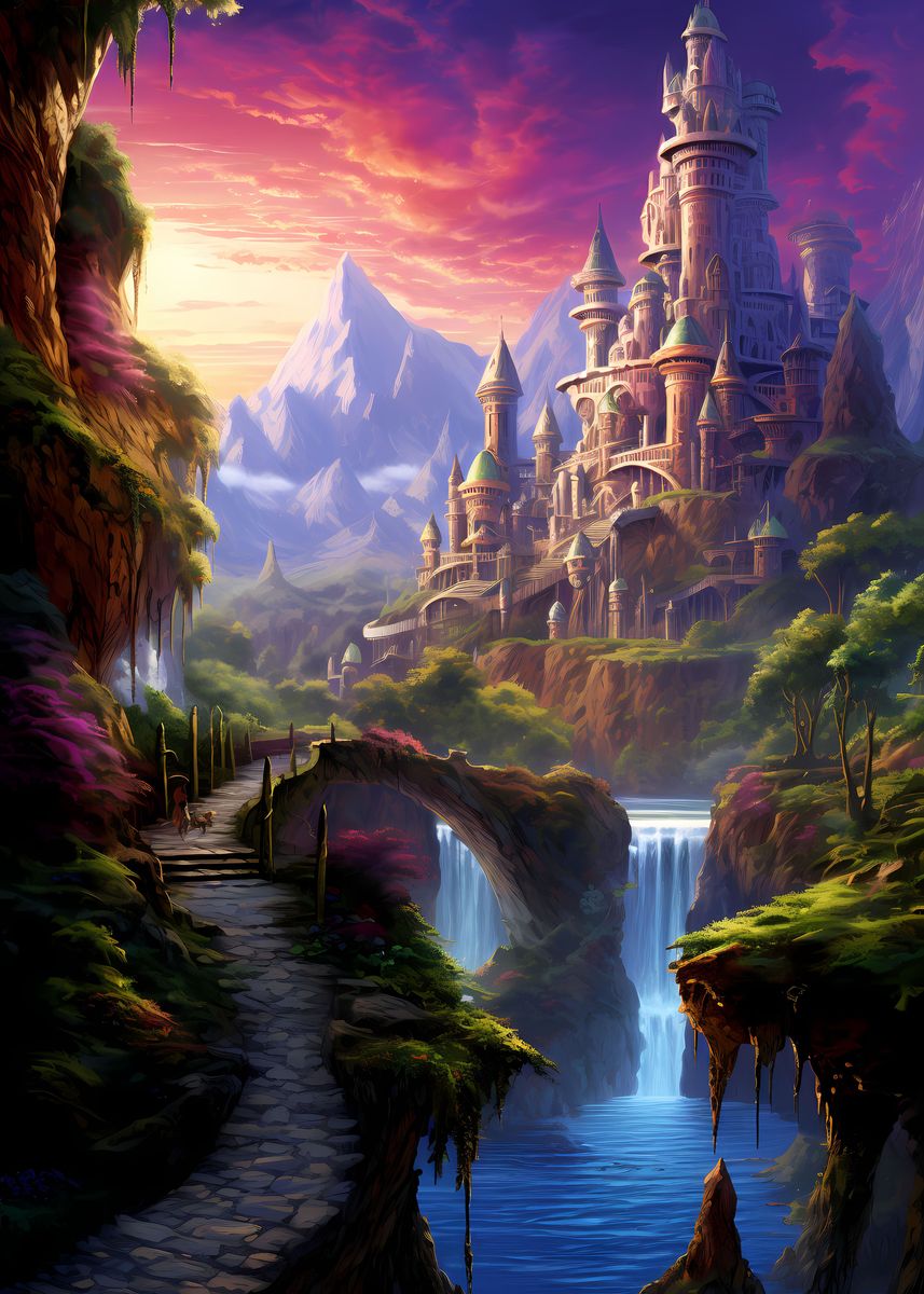 'Epic Fantasy Landscape' Poster, picture, metal print, paint by ...