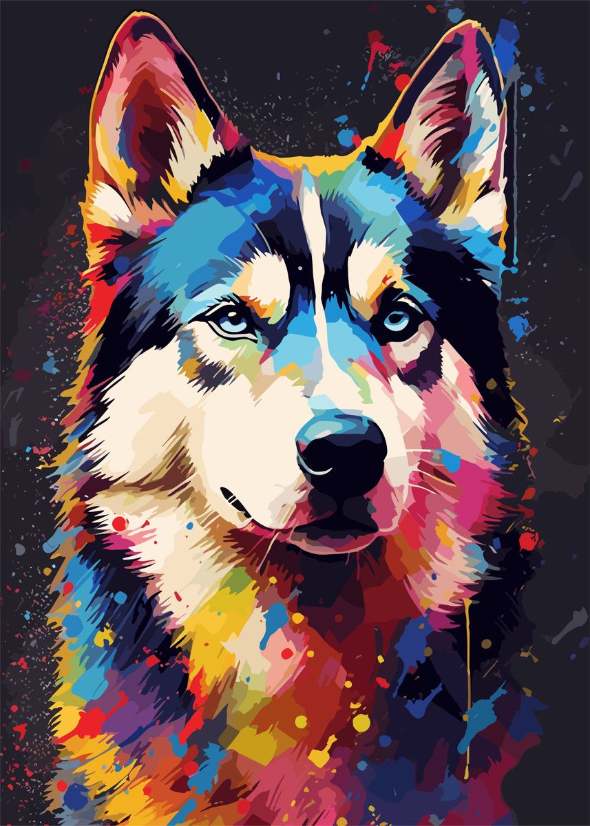 'husky paint art' Poster, picture, metal print, paint by TsabitQeis ...