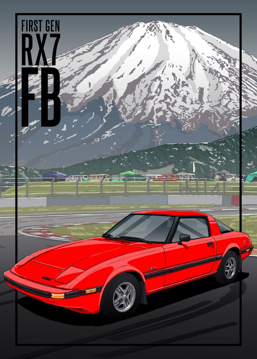 'Mazda RX7 FB' Poster, picture, metal print, paint by ND Fat | Displate