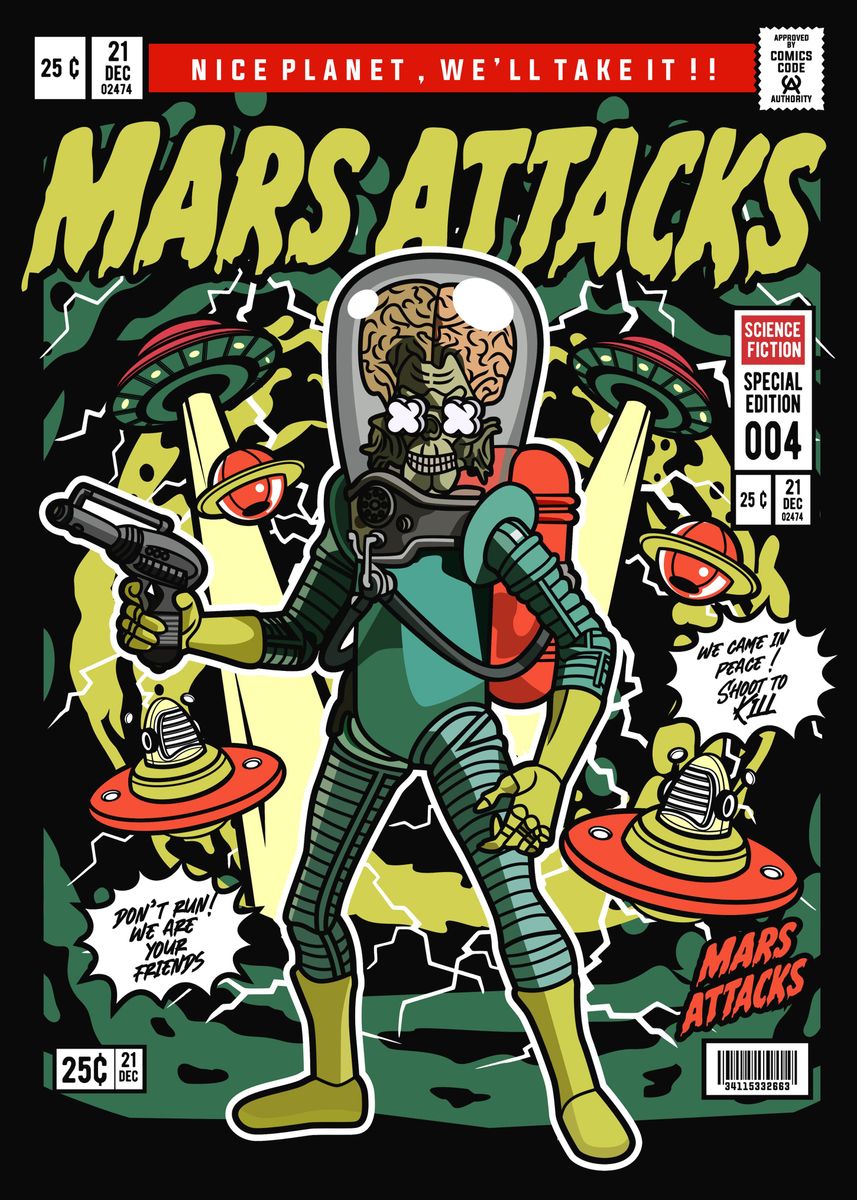 'martian attack' Poster, picture, metal print, paint by joey carpio ...