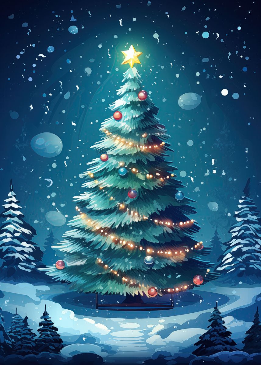 'Christmas Tree' Poster, picture, metal print, paint by NVSN | Displate