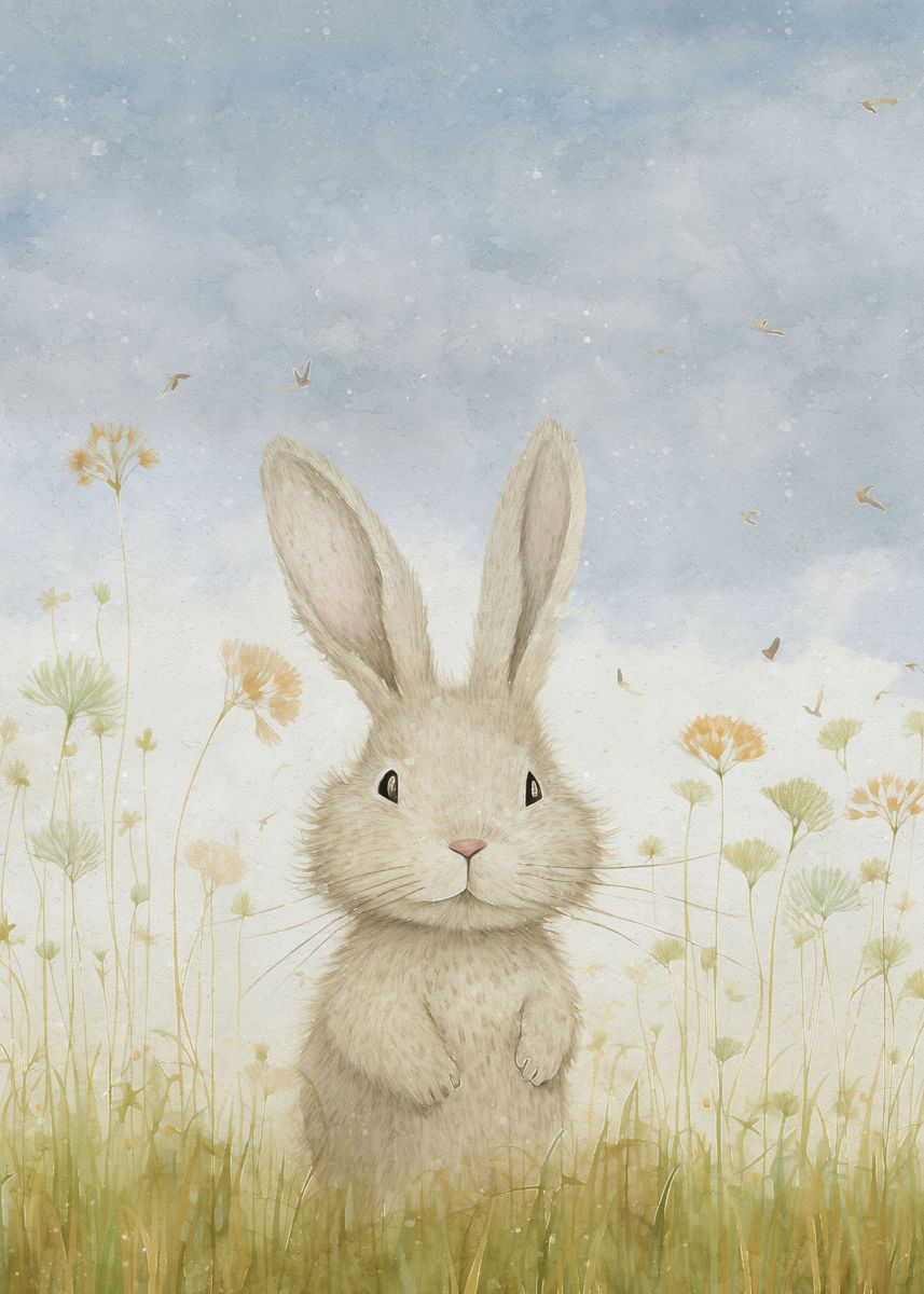 'Cute bunny' Poster, picture, metal print, paint by Alexandra A | Displate
