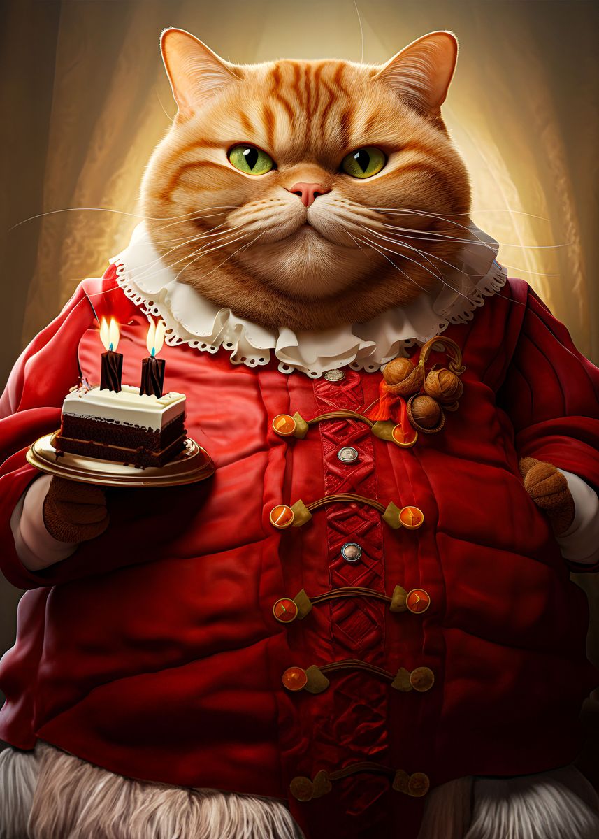 'Fat Cat Cake Boss' Poster, picture, metal print, paint by Danan Putra ...