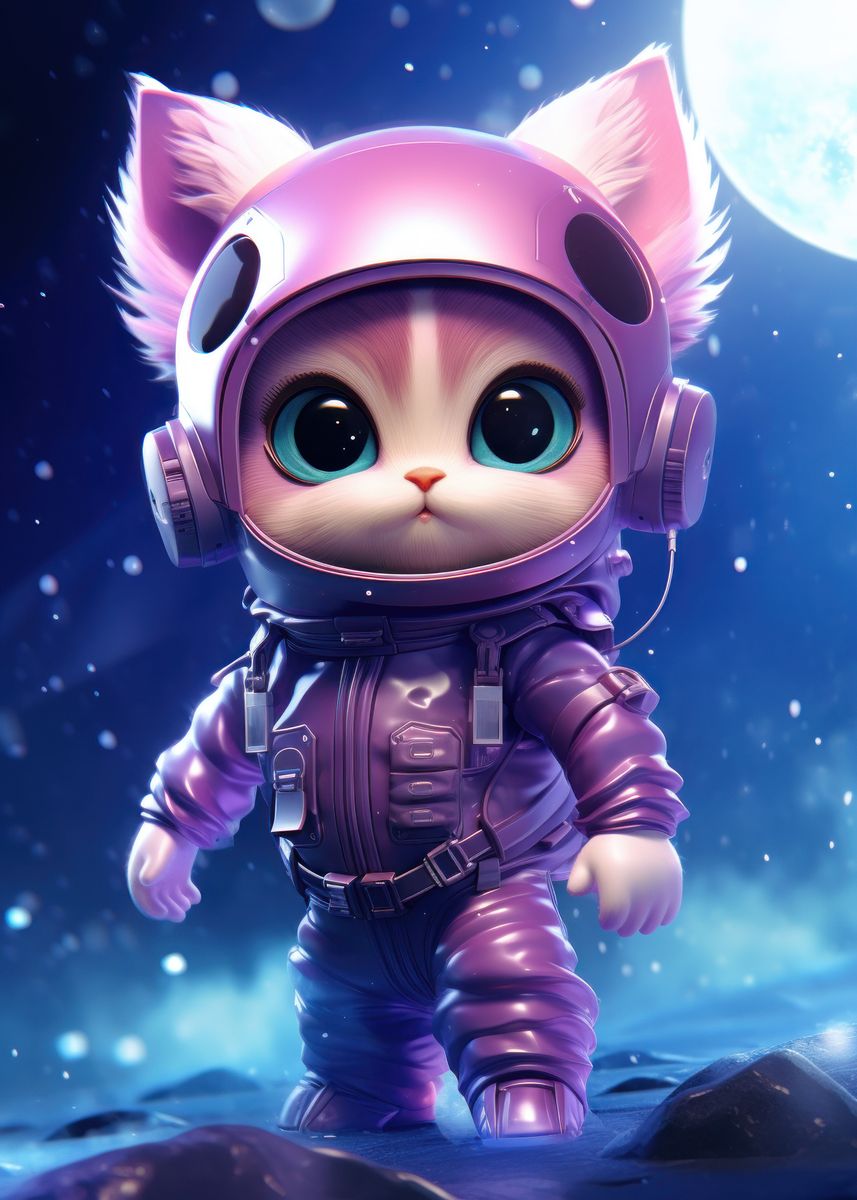 'Astronaut Space Cat 3' Poster, picture, metal print, paint by SnowArt ...