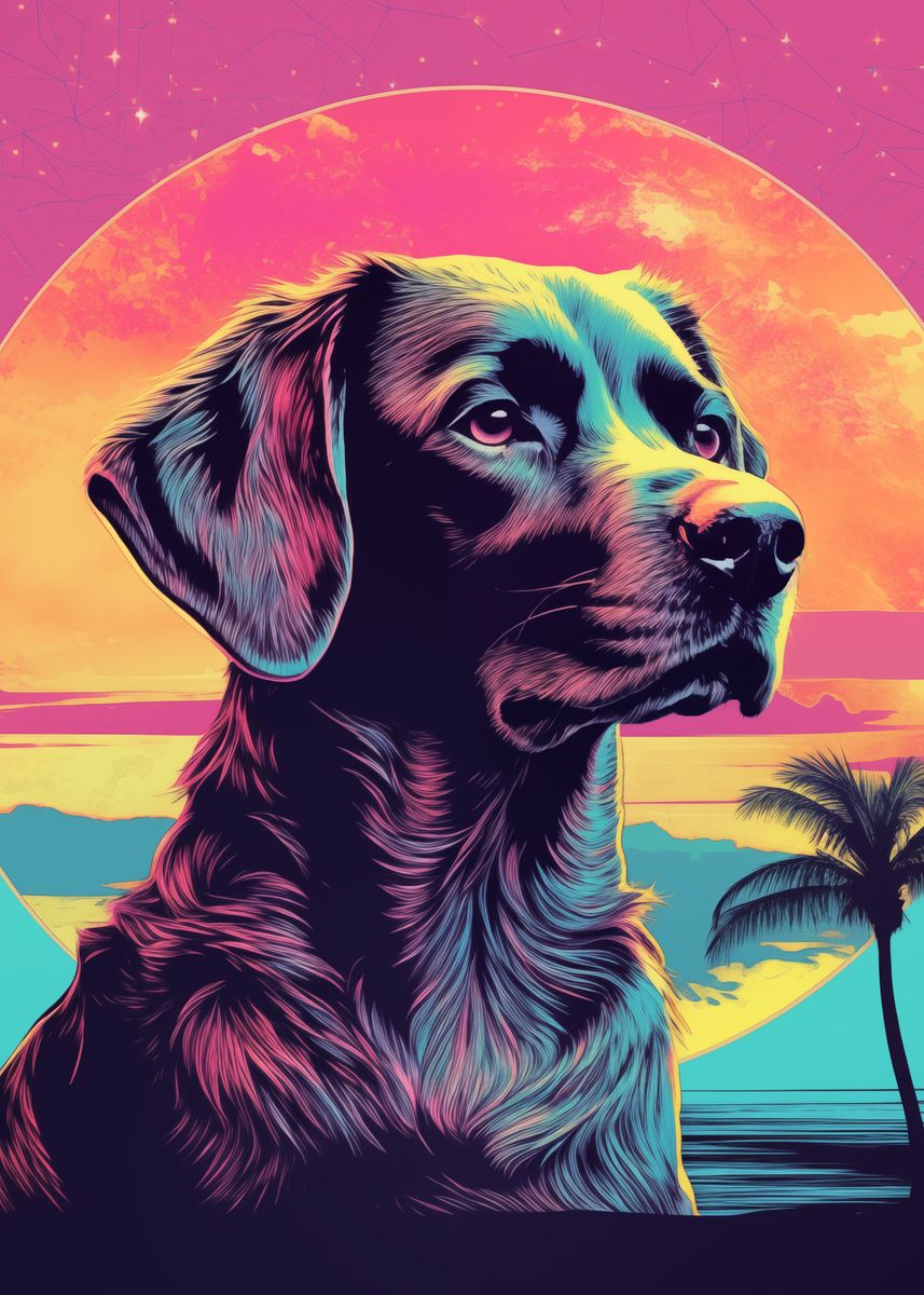 'Chillwave Dog' Poster, picture, metal print, paint by Akaiji | Displate