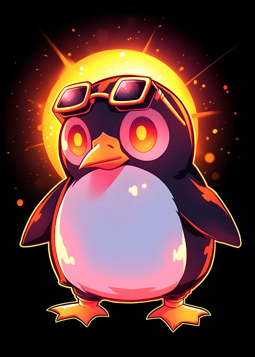 'Solar Penguin' Poster, picture, metal print, paint by Alexander ...
