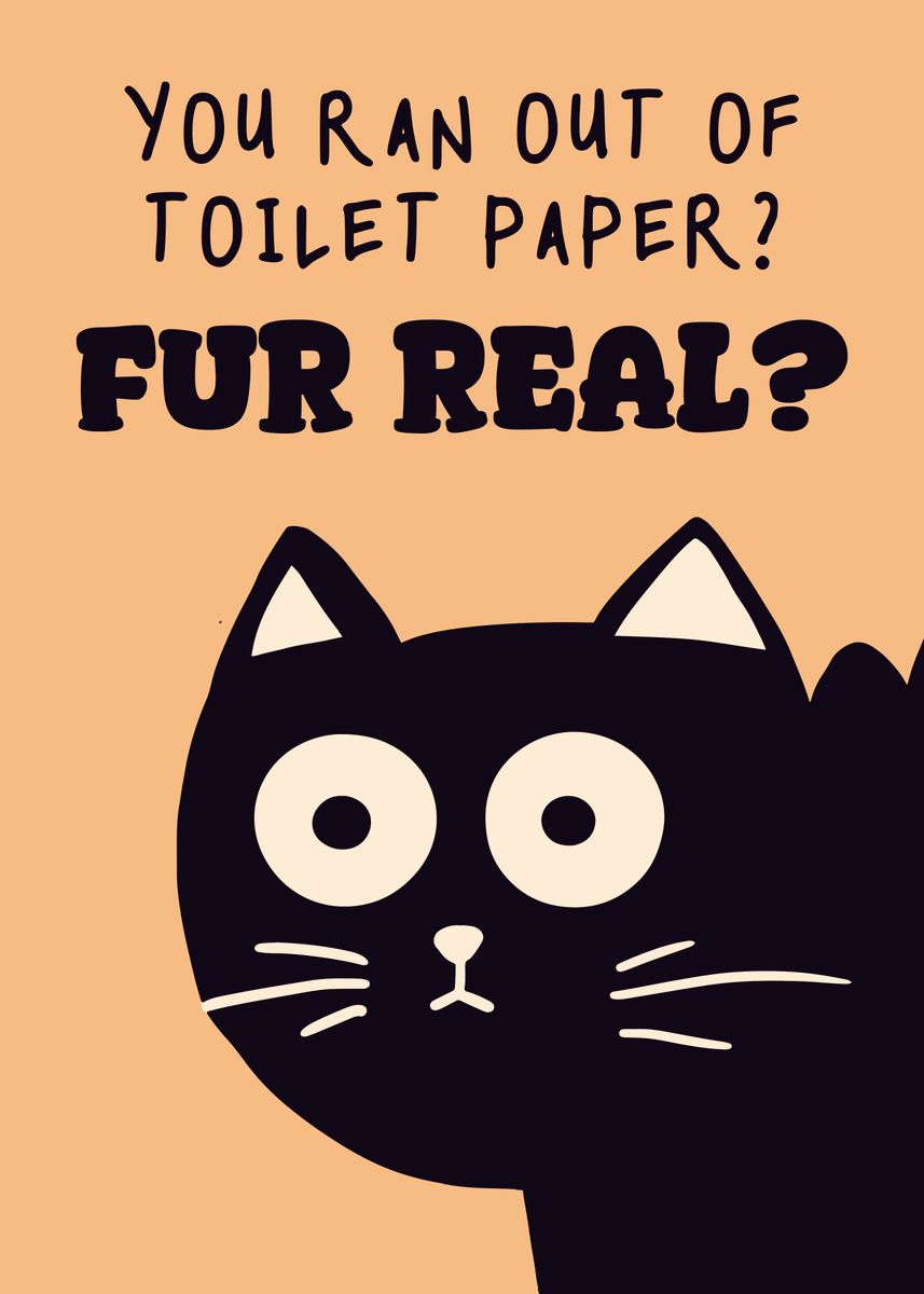 'Bathroom Cat Funny Humor' Poster, picture, metal print, paint by ...