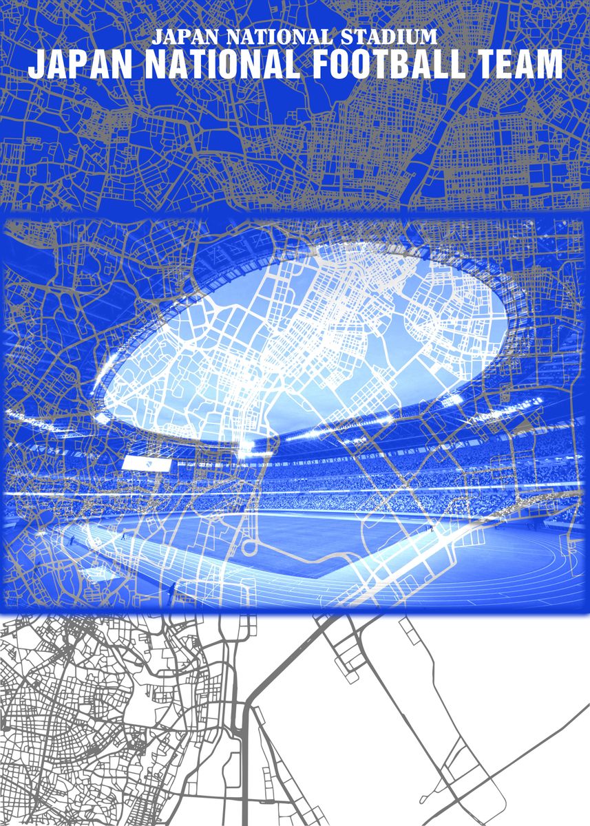 'Japan national football te' Poster, picture, metal print, paint by ...