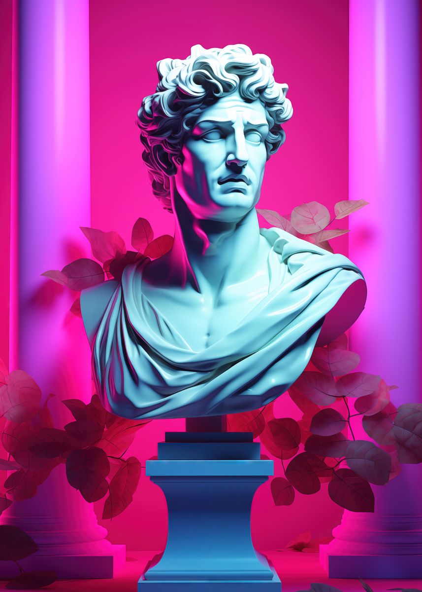 'Retro Vaporwave Bust' Poster, picture, metal print, paint by ...