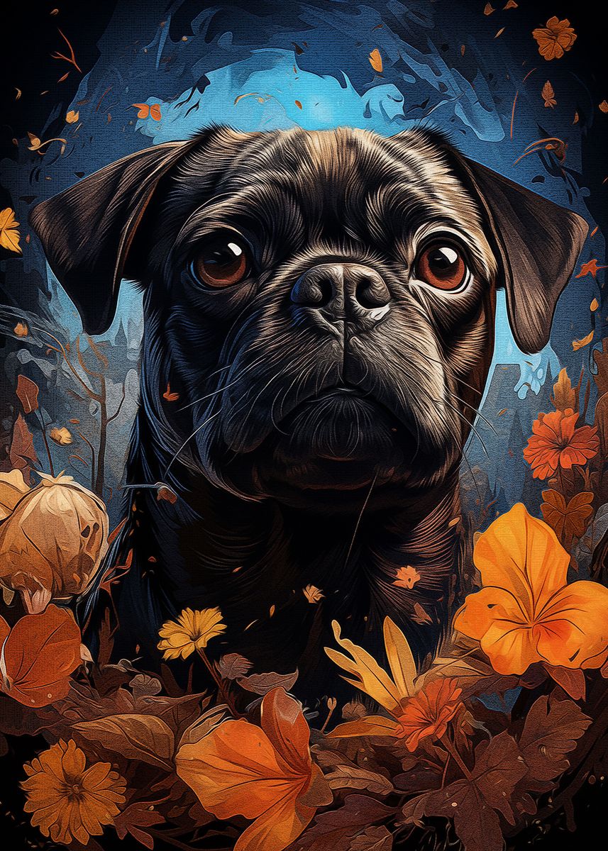 'Puggy' Poster, picture, metal print, paint by EKIM | Displate