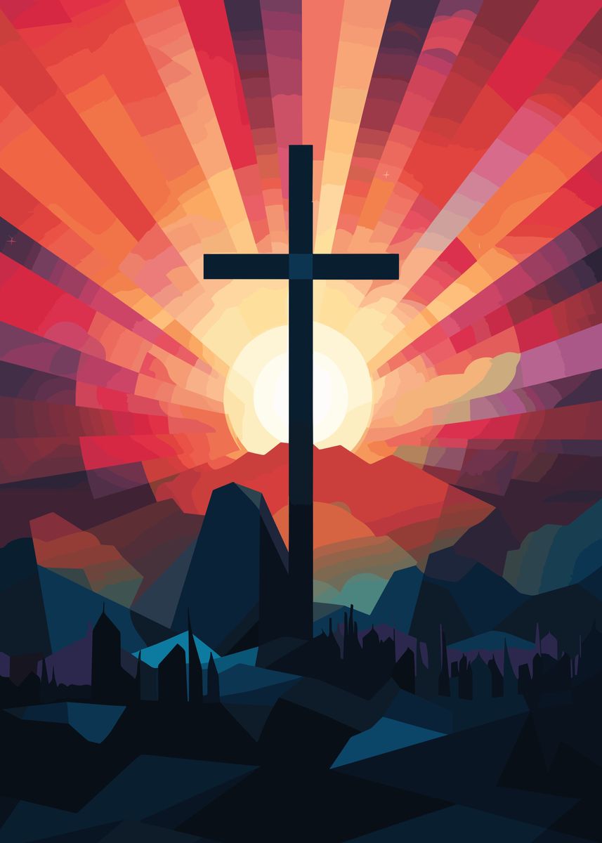 'Christian Cross' Poster, picture, metal print, paint by Mesh | Displate