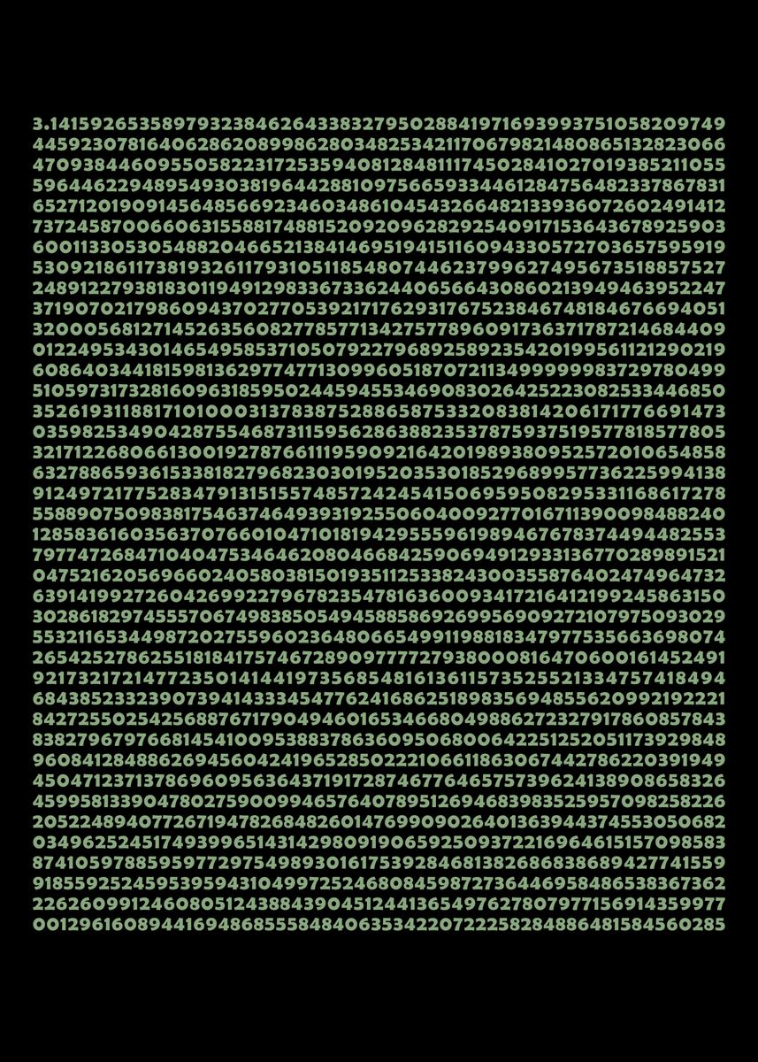 '2399 Digits Of Pi Perfect' Poster, picture, metal print, paint by ...