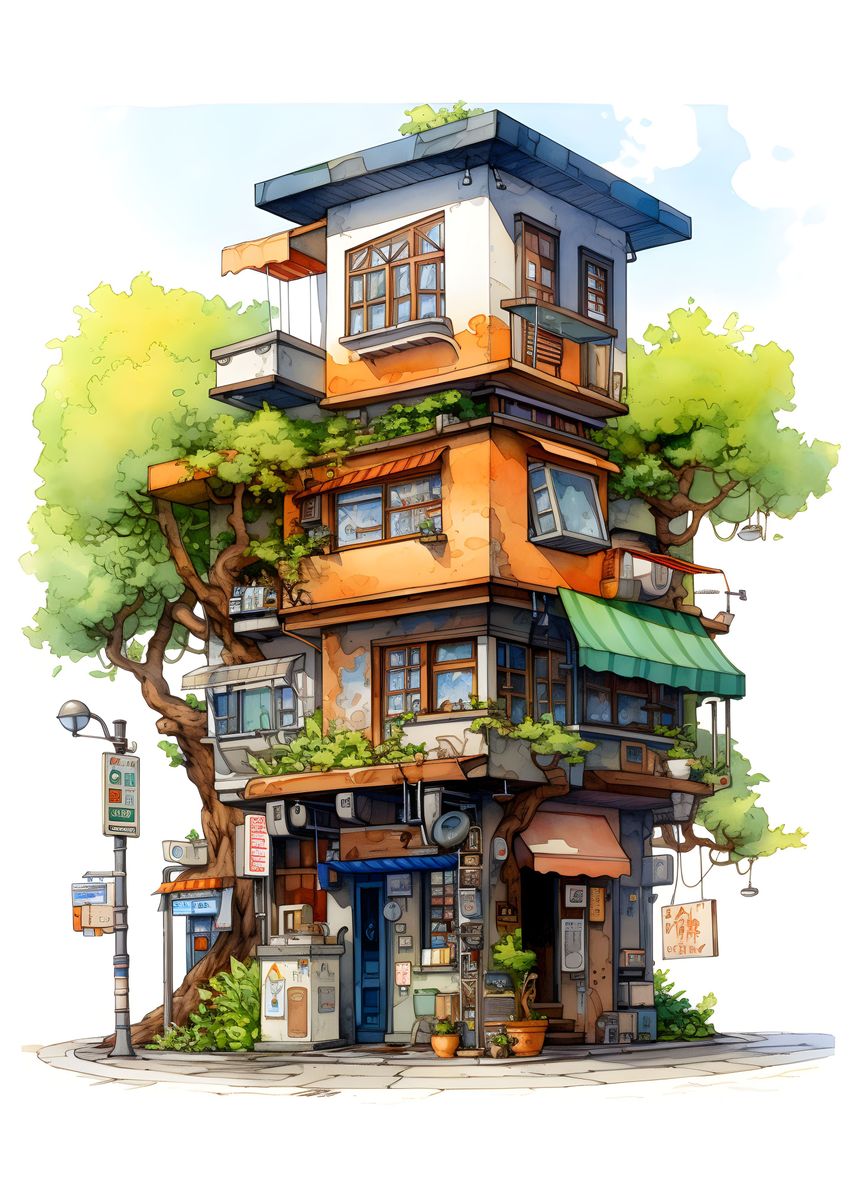 'japanese Store Front ' Poster, picture, metal print, paint by OTASTD ...