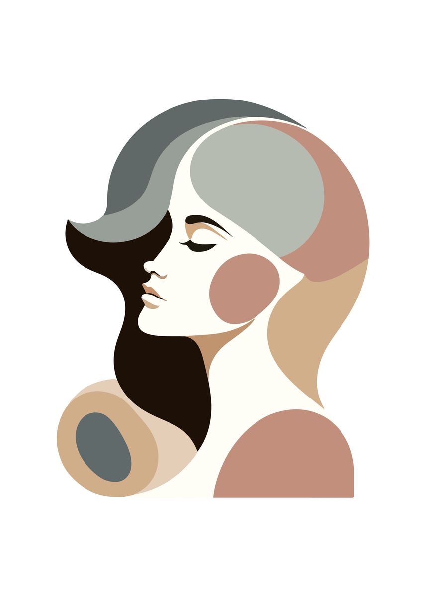 'female profile abstract' Poster, picture, metal print, paint by ...