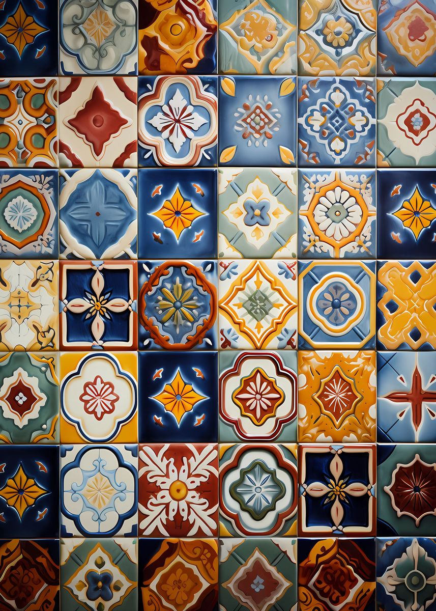 'Mediterranean tiles' Poster, picture, metal print, paint by CiniArt ...