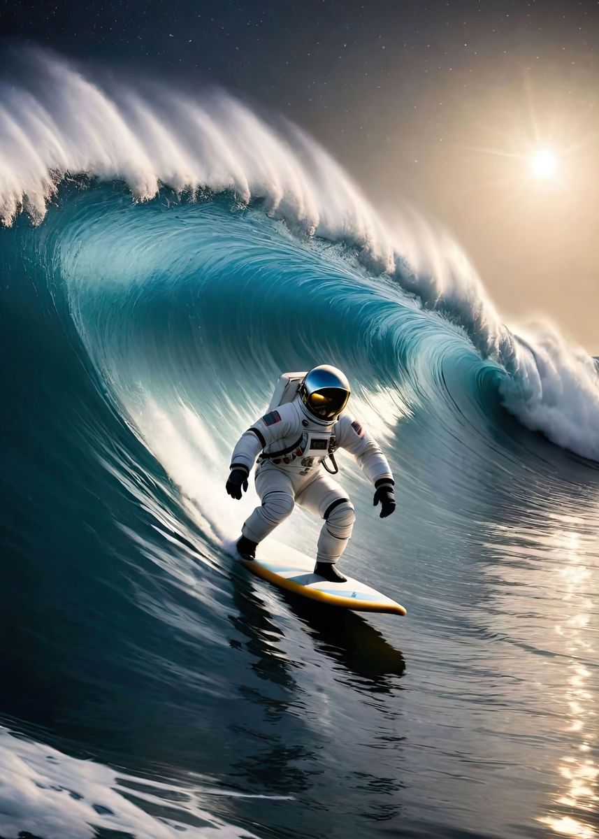 'Astronaut surfer galaxy' Poster, picture, metal print, paint by Ji ...
