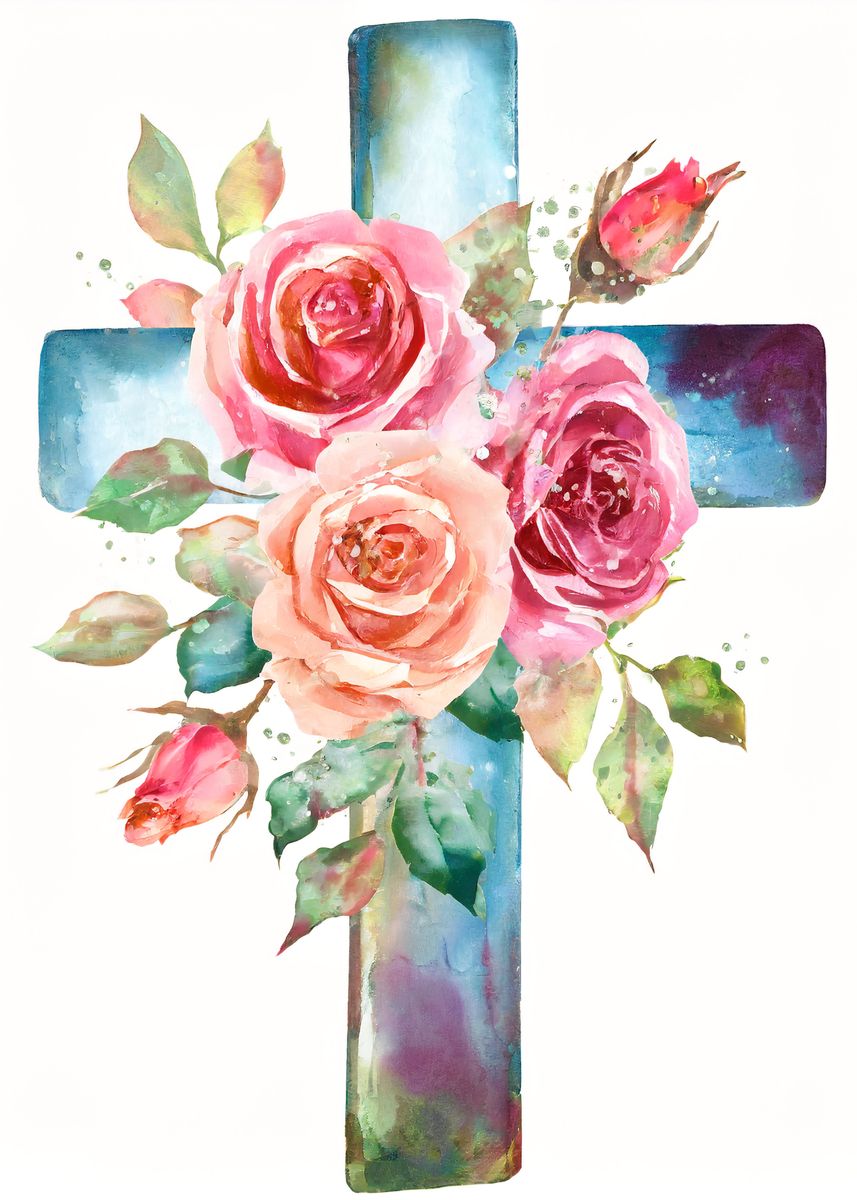 'Rose Cross vs4' Poster, picture, metal print, paint by Sycaid | Displate