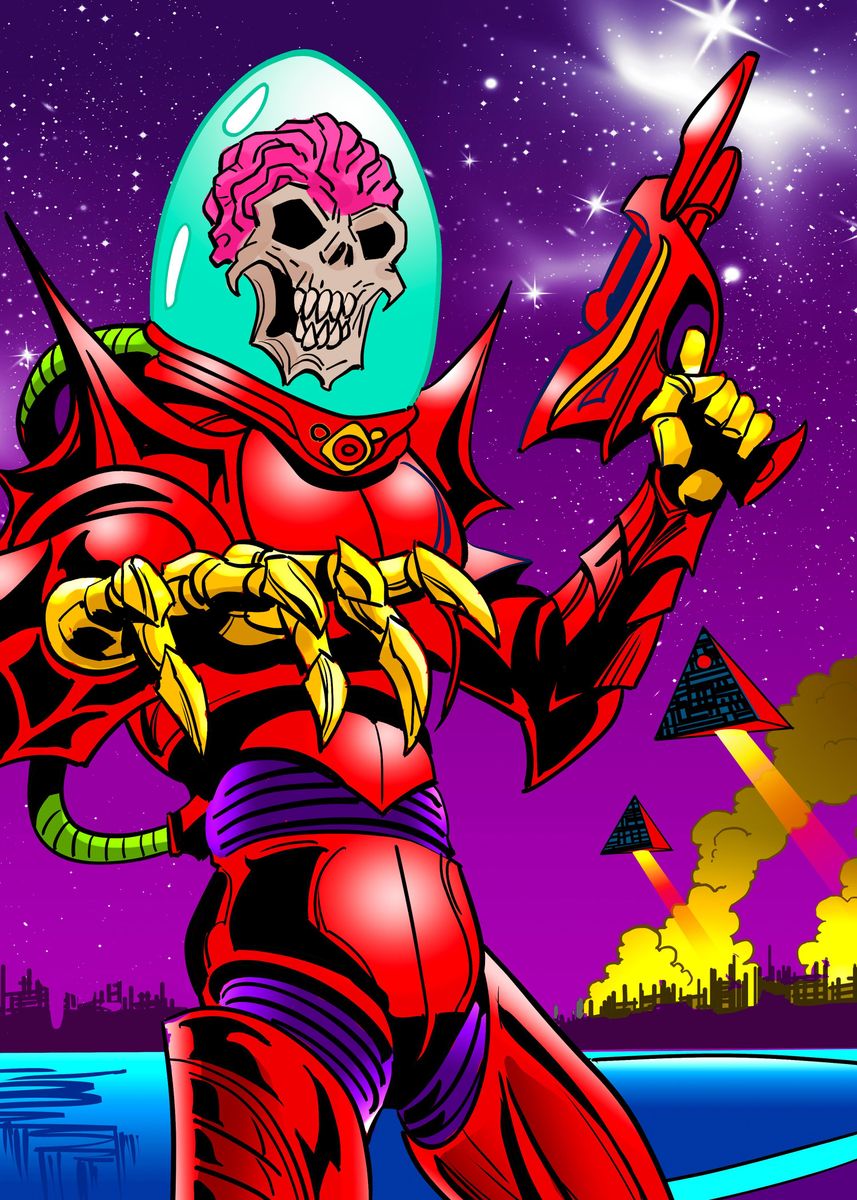 'Horror Alien Invader' Poster, picture, metal print, paint by Ultra ...