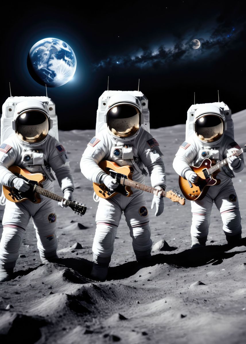 'Astronauts Music band' Poster, picture, metal print, paint by Ji wong ...