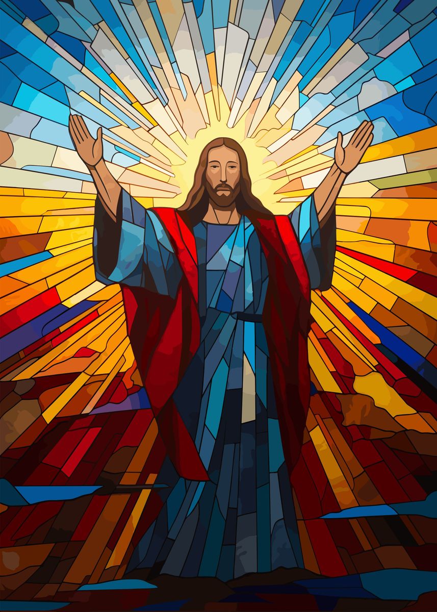 'Jesus Christ Stained Glass' Poster, picture, metal print, paint by ...