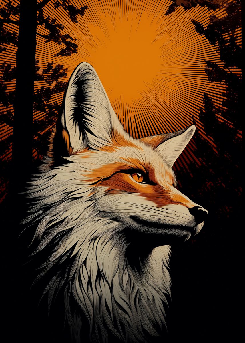 'Fox' Poster, picture, metal print, paint by Rhythm Hammon | Displate