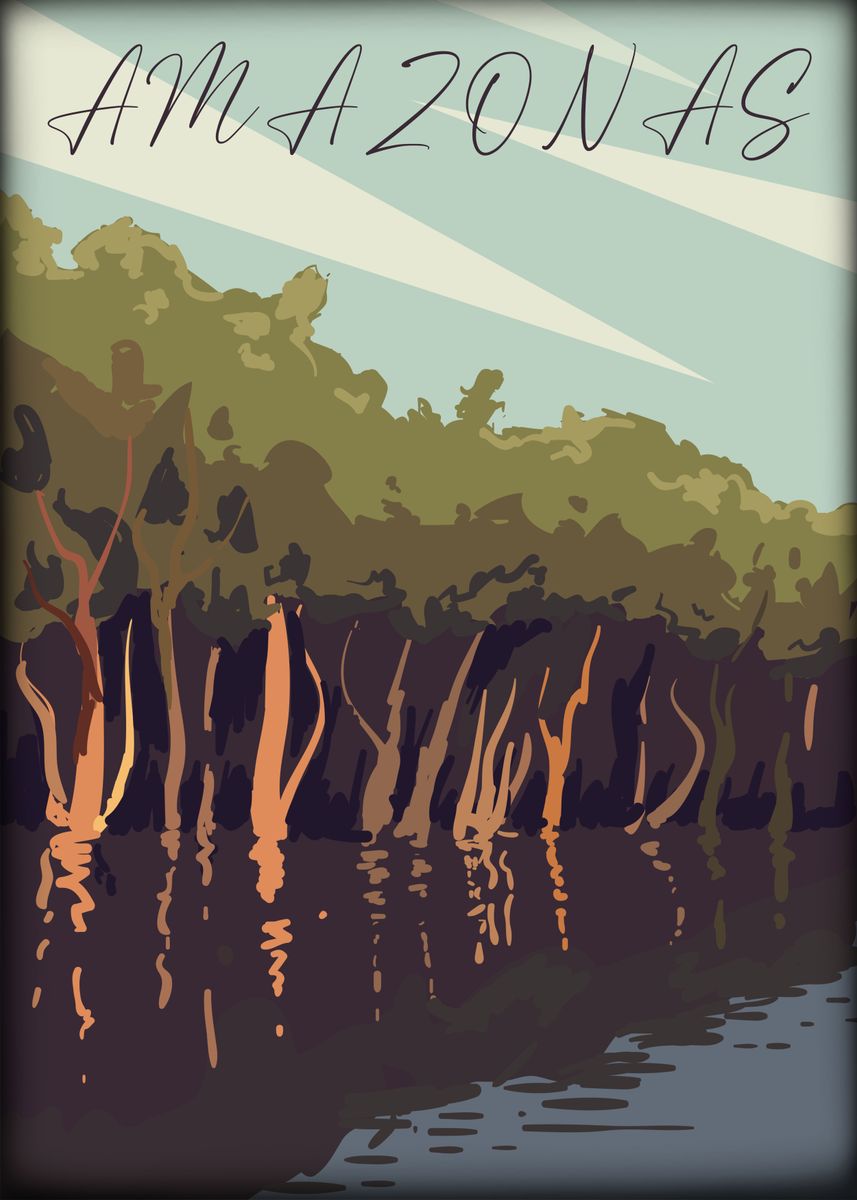 'Amazonas' Poster, picture, metal print, paint by Kaye Whitesel | Displate