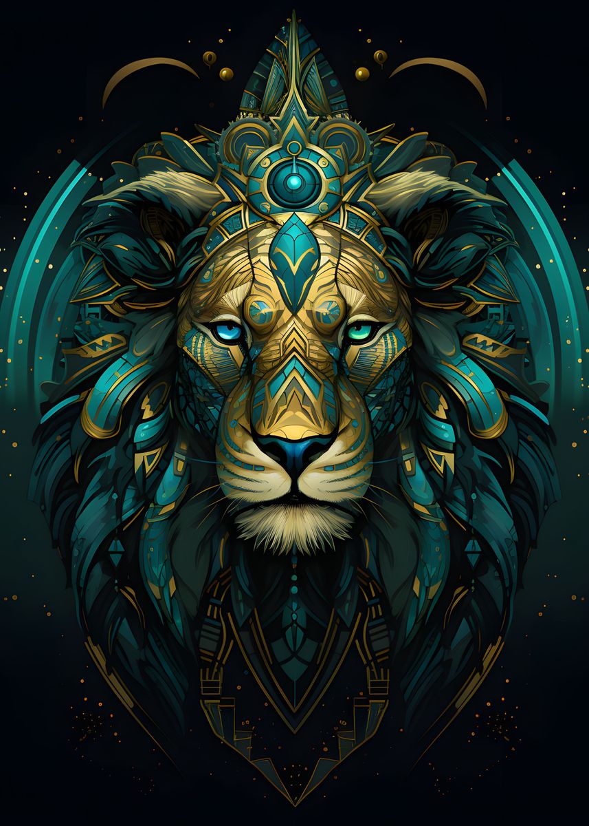 'Majestic native lion' Poster, picture, metal print, paint by CiniArt ...