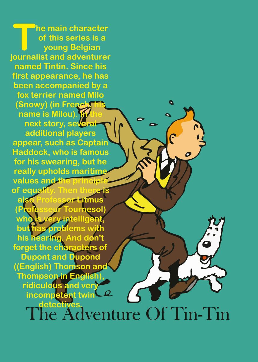 'the adventure of tin tin' Poster, picture, metal print, paint by ...