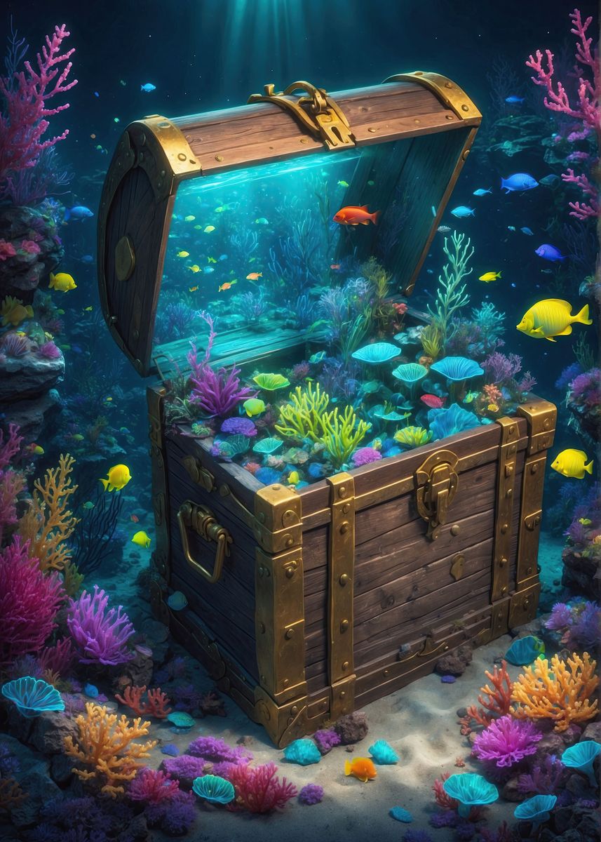 'Sunken Treasure Chest' Poster, picture, metal print, paint by LP ...