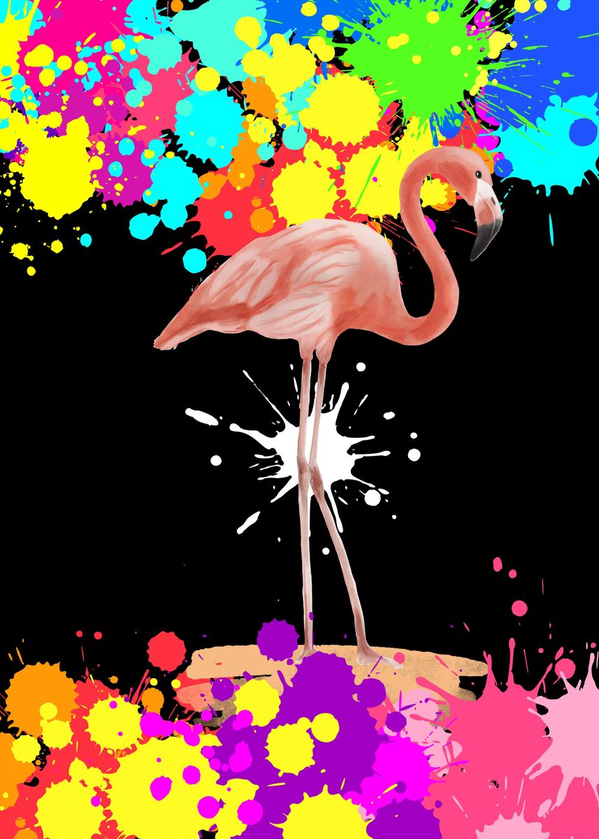 'abstract Flamingo' Poster, picture, metal print, paint by Tech Manis ...
