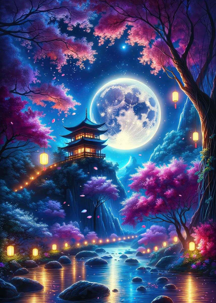 'Moonlit Serenity' Poster, picture, metal print, paint by Xi Designs ...