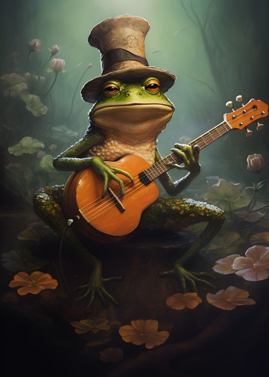 'Frog Playing Guitar' Poster, picture, metal print, paint by Chris ...