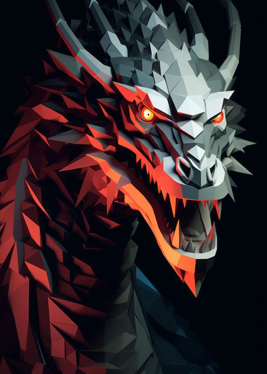 'Dragon Geometric Style' Poster, picture, metal print, paint by Frank ...