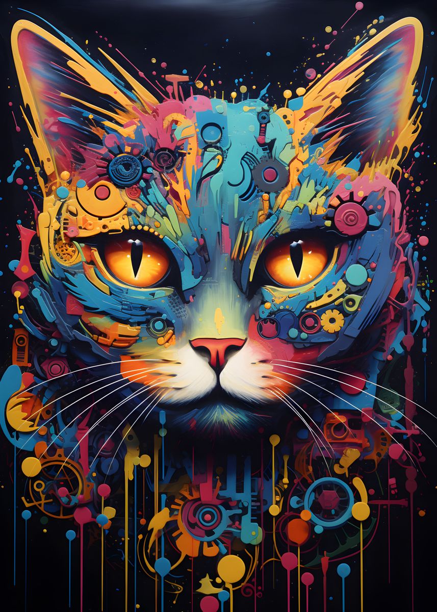 'Robot Cat Cyborg' Poster, picture, metal print, paint by Chris Nolan ...
