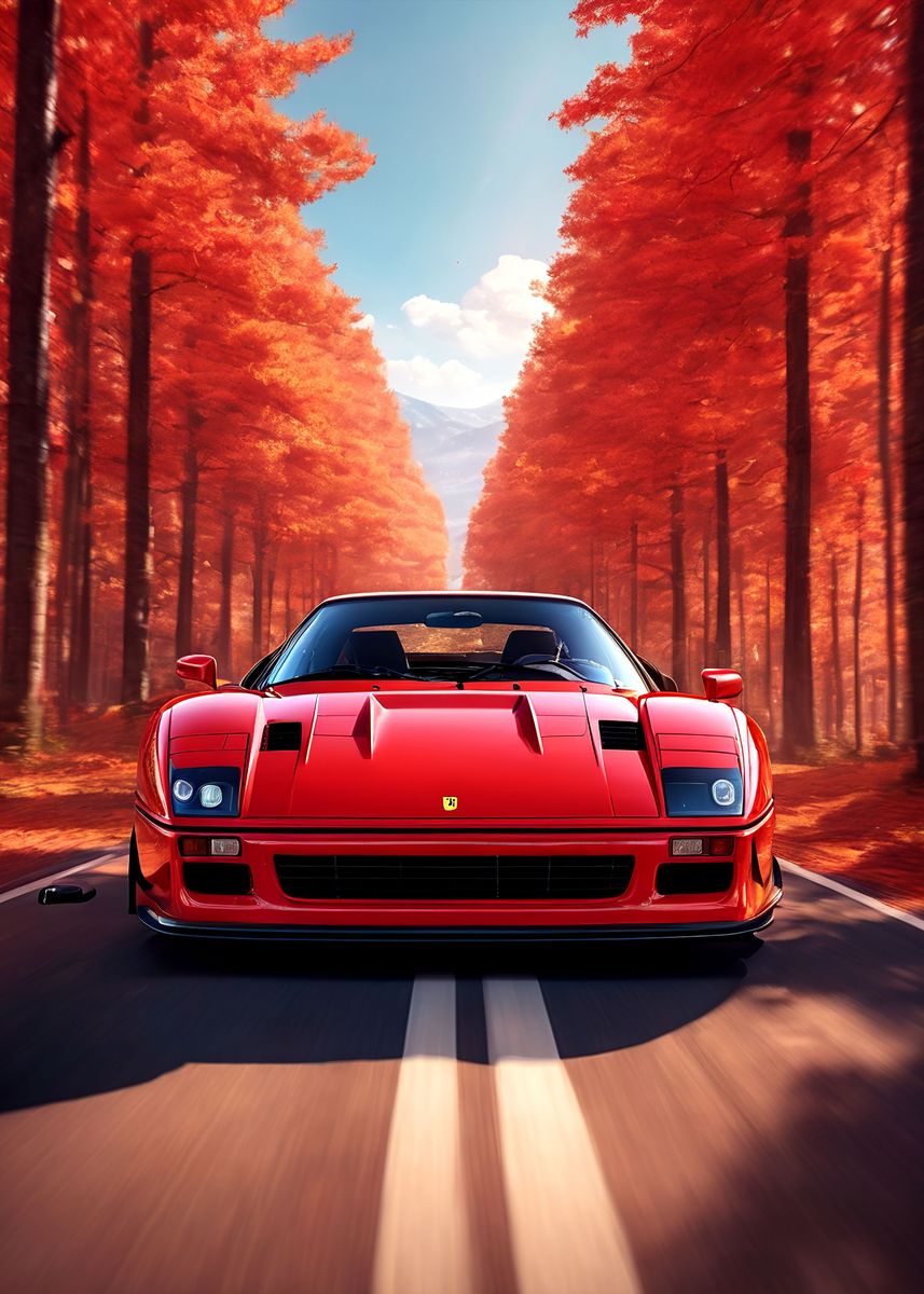 'Red Ferrari F40 ' Poster, picture, metal print, paint by Masdarata ...